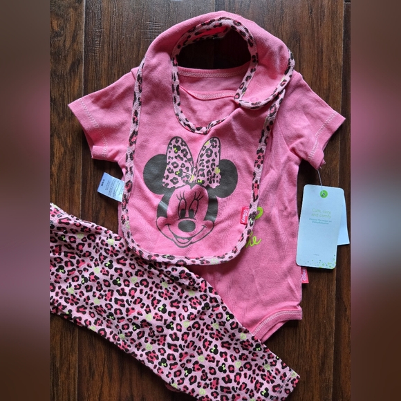Disney | Matching Sets | Disney Baby Minnie Pink Leopard Print 3 Piece ...